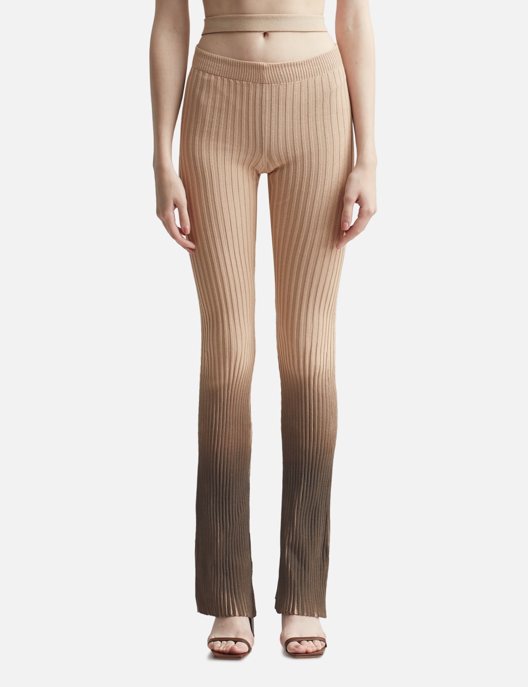 ANDREĀDAMO - Printed Ribbed Knit Flare Pants | HBX - Globally Curated ...