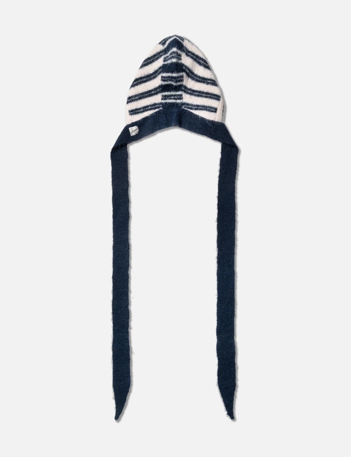 Glowny Sundae Stripe Knit Balaclava - Navy two-tone knit balaclava with ...