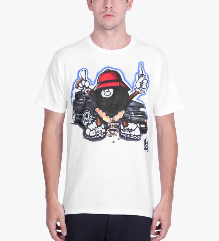 Stüssy - White Phade 8 Ball Man T-Shirt | HBX - HYPEBEAST 為您搜羅全球潮流時尚品牌
