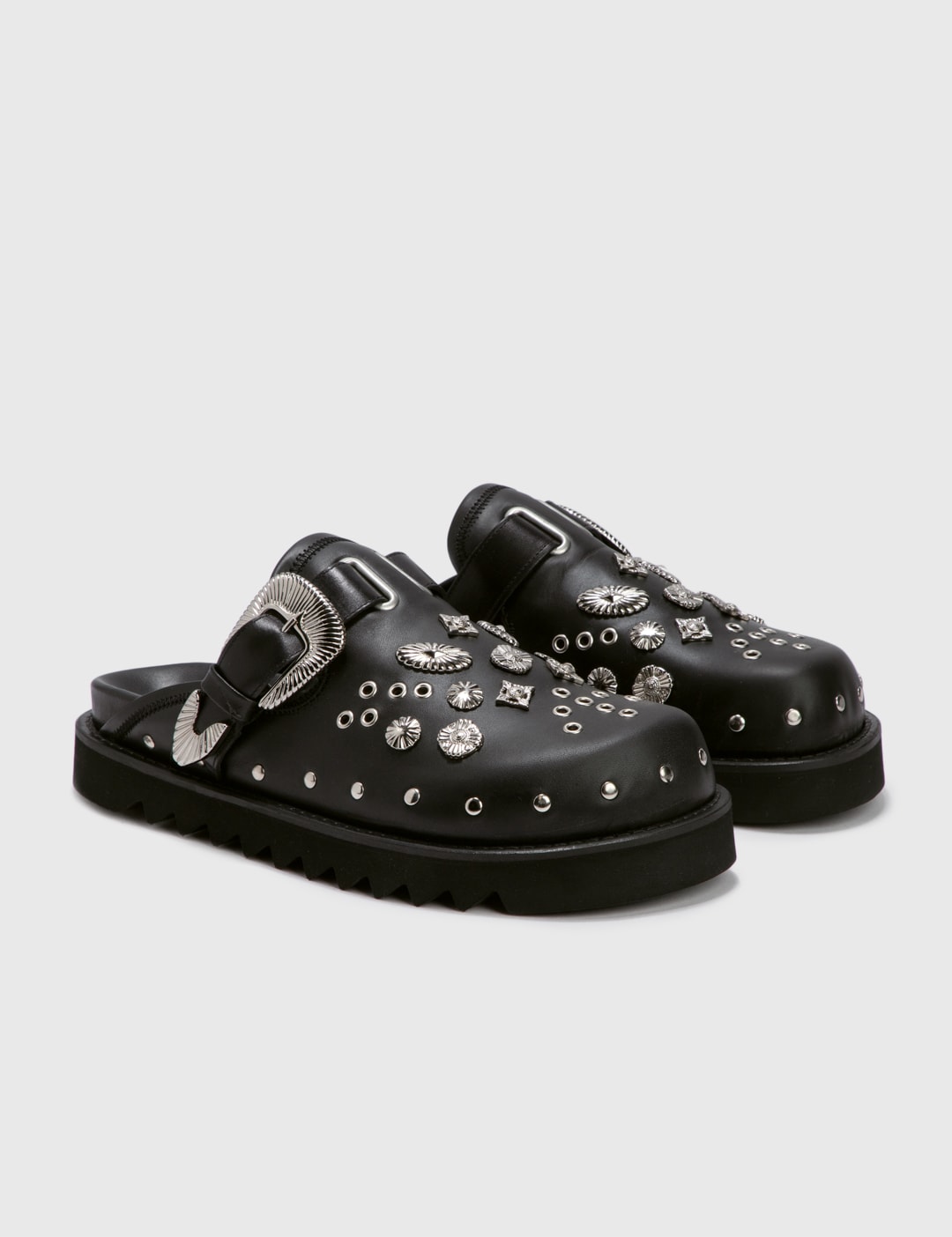 Toga Virilis - SILVER EMBELLISHED CLOGS | HBX - Globally Curated ...