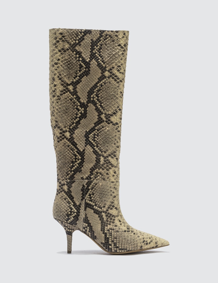 Yeezy - Knee High Boot In Fake Python 70mm Heel | HBX - Globally ...