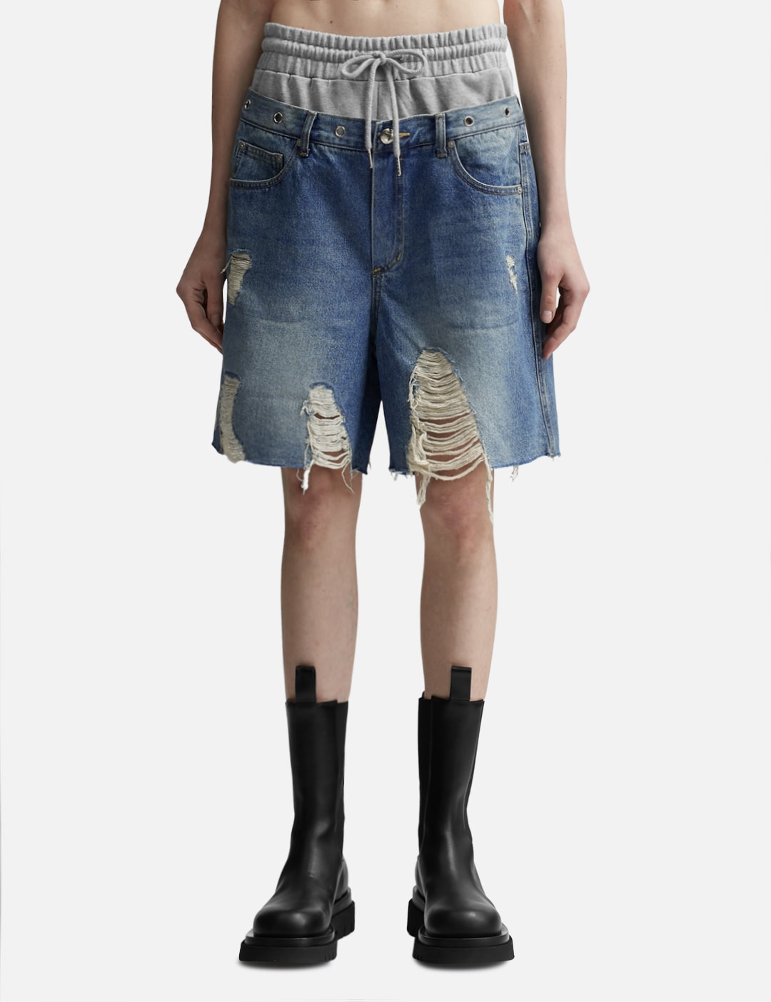 Andersson Bell - DENNY SWEAT WAIST DAMAGED SHORTS | HBX
