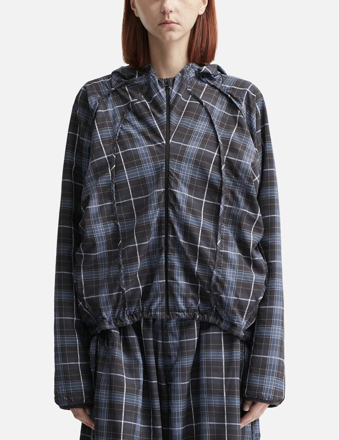 Glowny Checkmate Windbreaker - checkered nylon shell, hood, adjustable ...