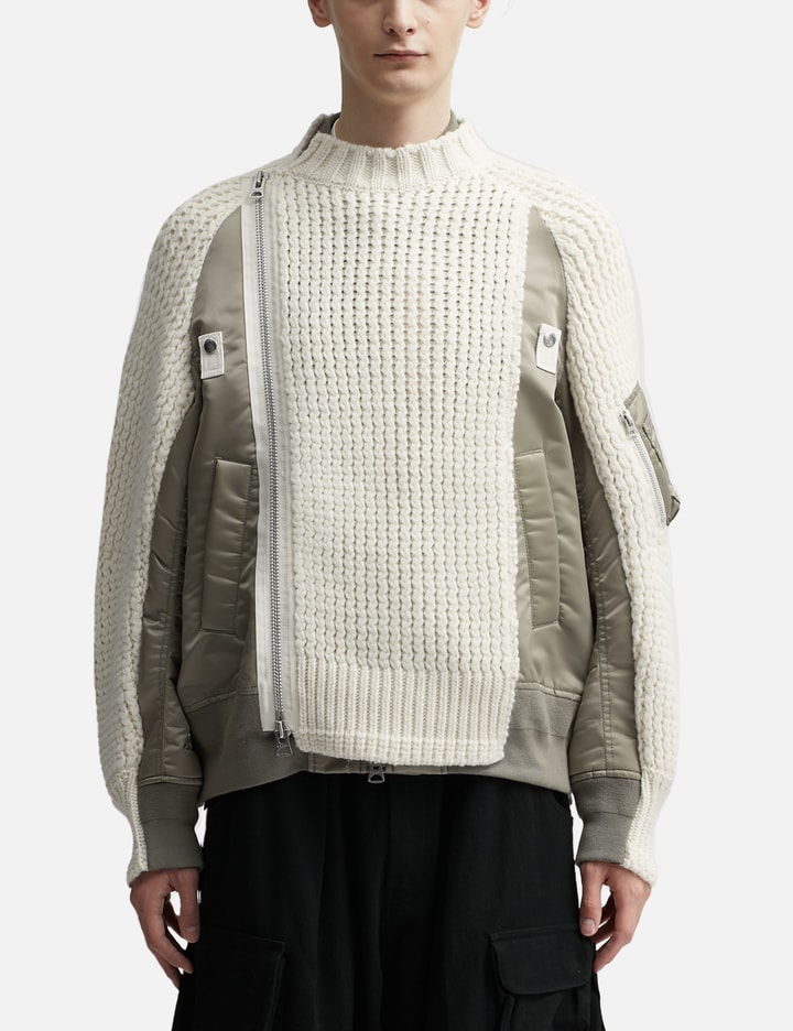 Sacai - Nylon Twill Mix Knit Blouson | HBX - Globally Curated Fashion and Lifestyle by Hypebeast