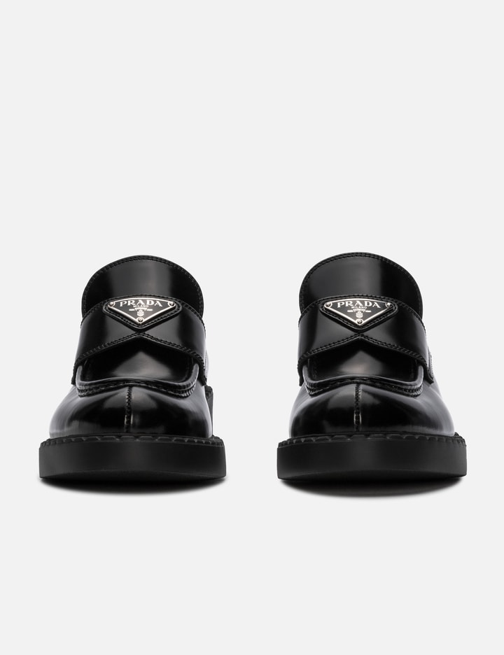 Prada - Chocolate Brushed Leather Loafers | HBX