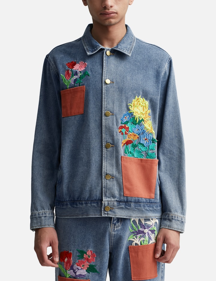 KidSuper - FLOWER POTS DENIM JACKET | HBX - Globally Curated Fashion ...