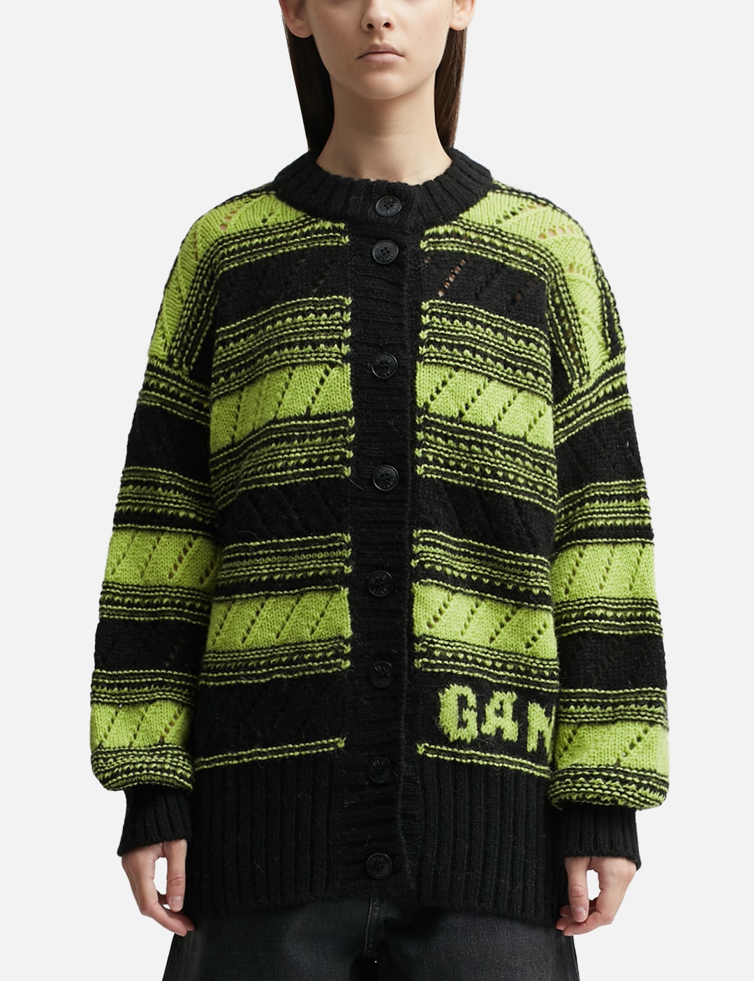 Ganni - Organic Wool Striped Cardigan | HBX - Globally Curated Fashion ...