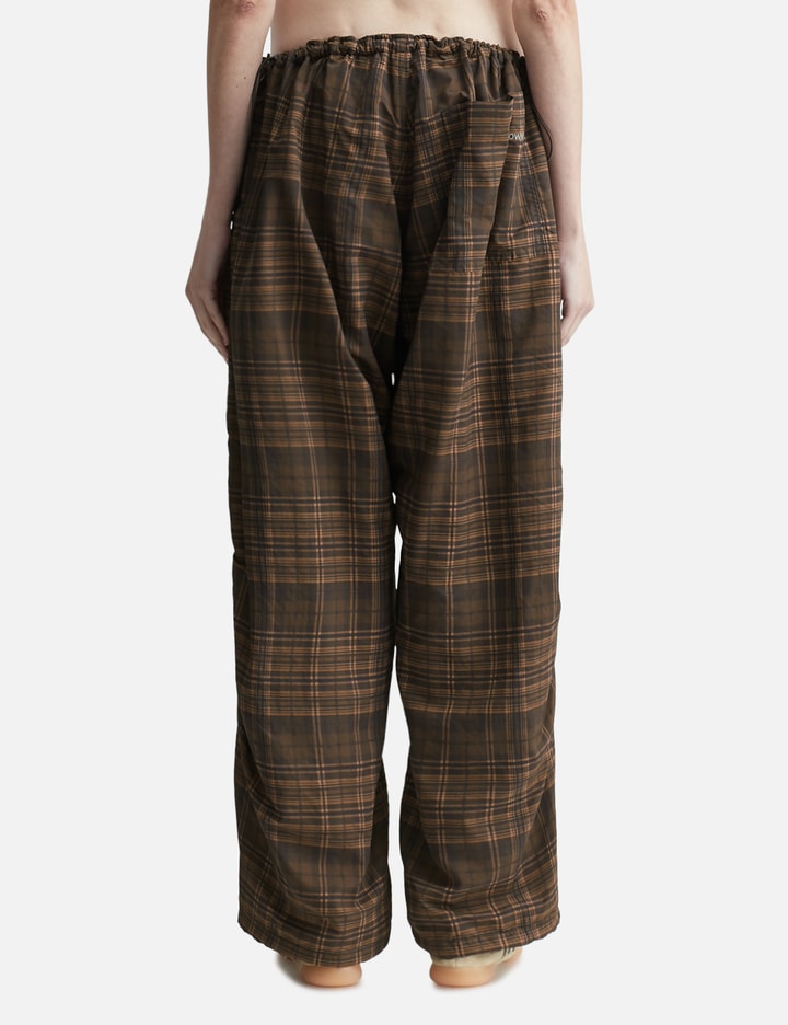 Glowny Checkmate Track Pants - Brown checkered nylon track pants with ...
