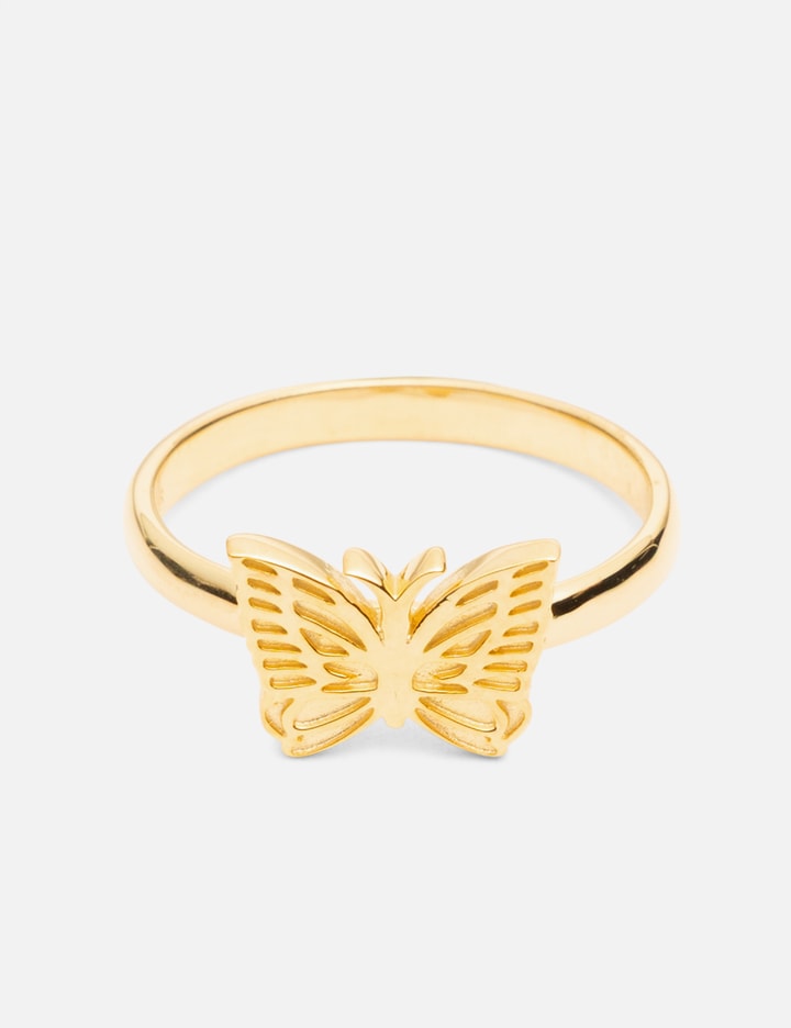 Needles Papillon Ring - Gold Plate - 經典蝴蝶造型，925 純銀鍍金，細膩金色戒指 | HBX