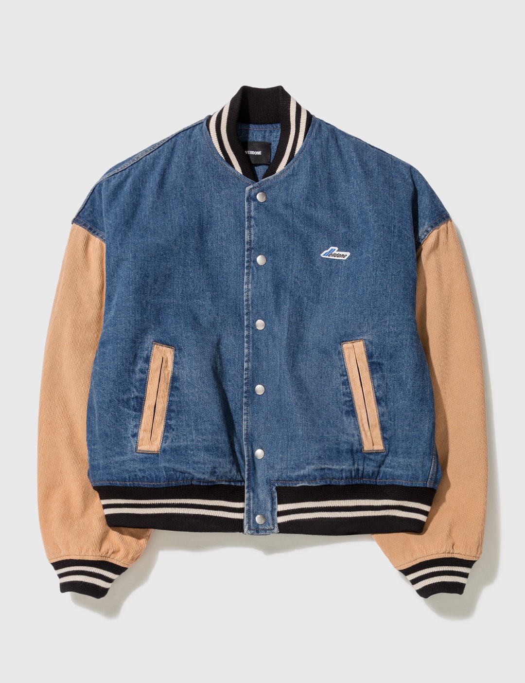 We11done - Denim Varsity Jacket | HBX