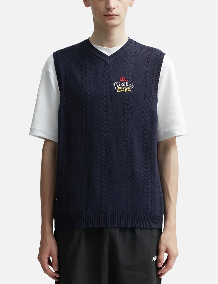Malbon Golf - YACHT CLUB CABLE KNIT VEST | HBX