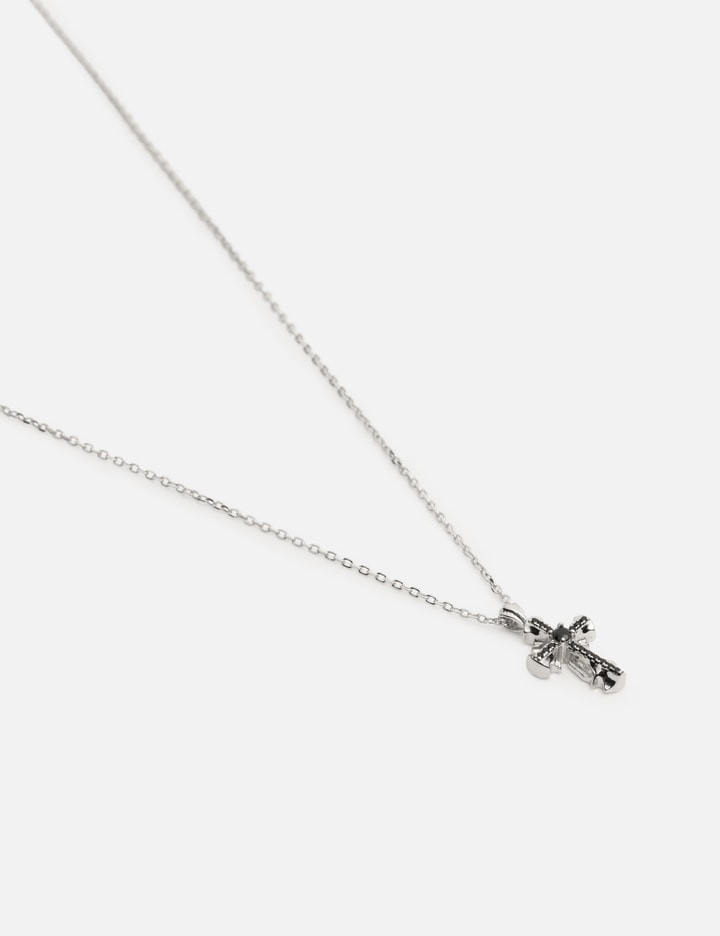 MIDNIGHTFACTORY CRUCIS Mini Cross Pendant Necklace - 黑色迷你十字吊坠，925纯银镀铑 ...