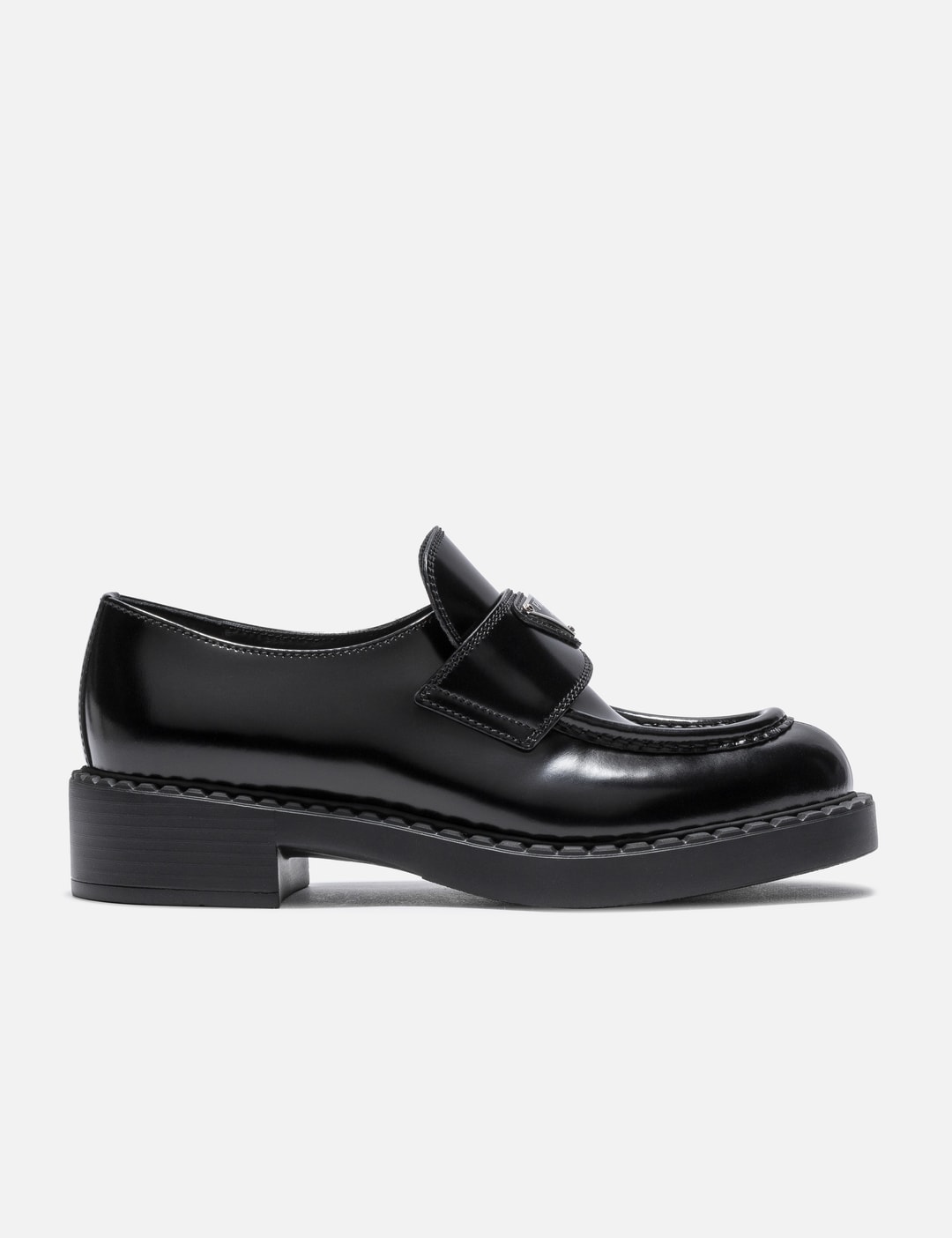 Prada - Chocolate Brushed Leather Loafers | HBX