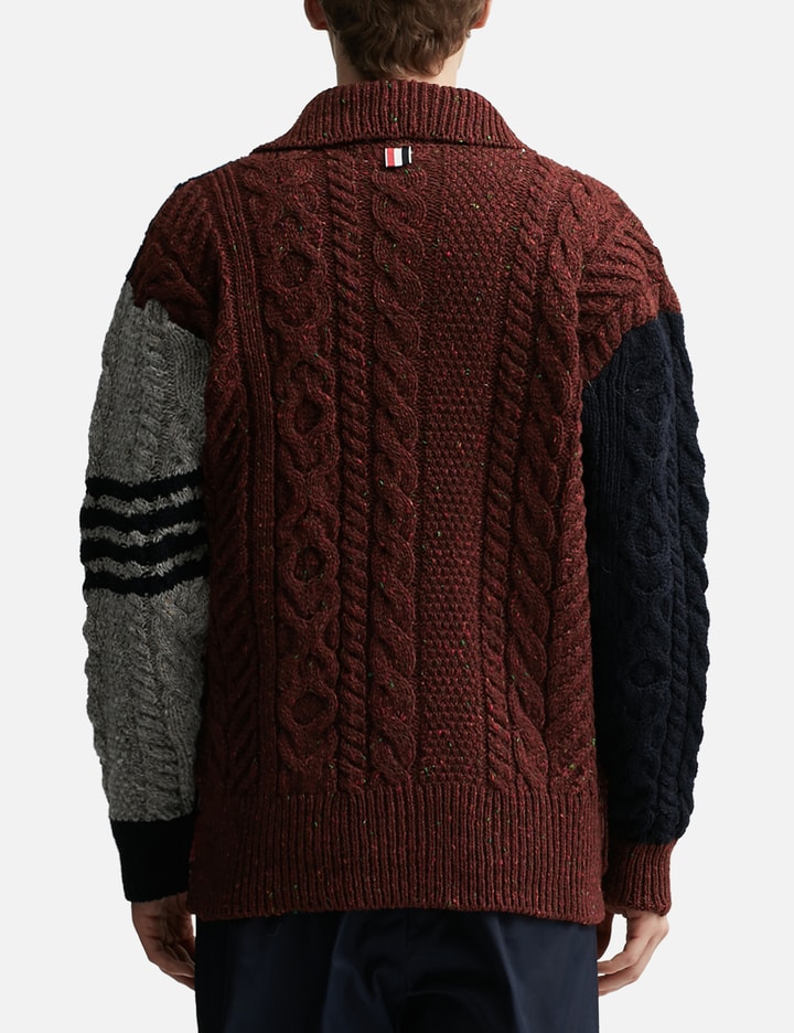 Thom Browne - Funmix Donegal Mixed Cable Stitch 4-Bar Mock Neck ...