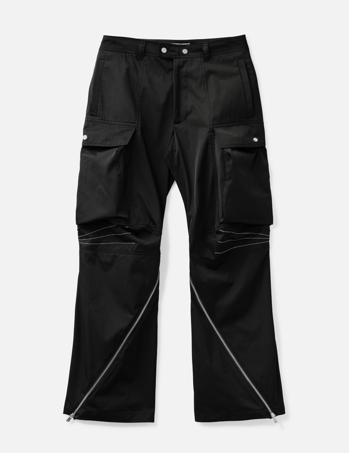 FFFPostalservice Articulated Knee Dart Cargo Trousers - Glossy black ...
