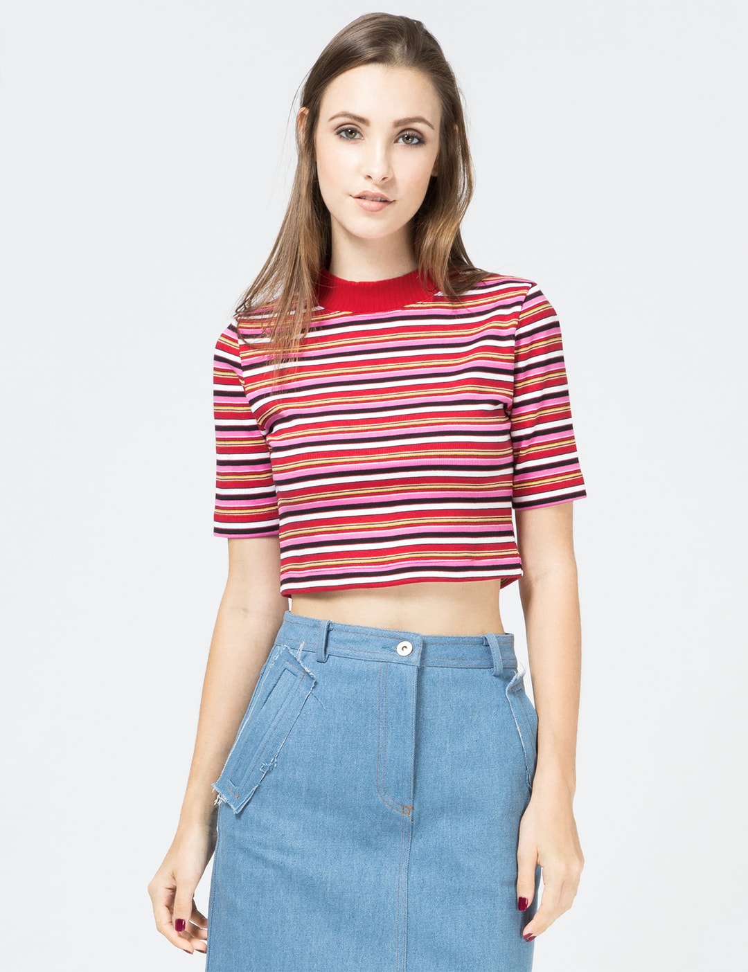 Angie Ann - Pink Striped Crop Top | HBX - 하입비스트가 엄선한 글로벌 패션&라이프스타일