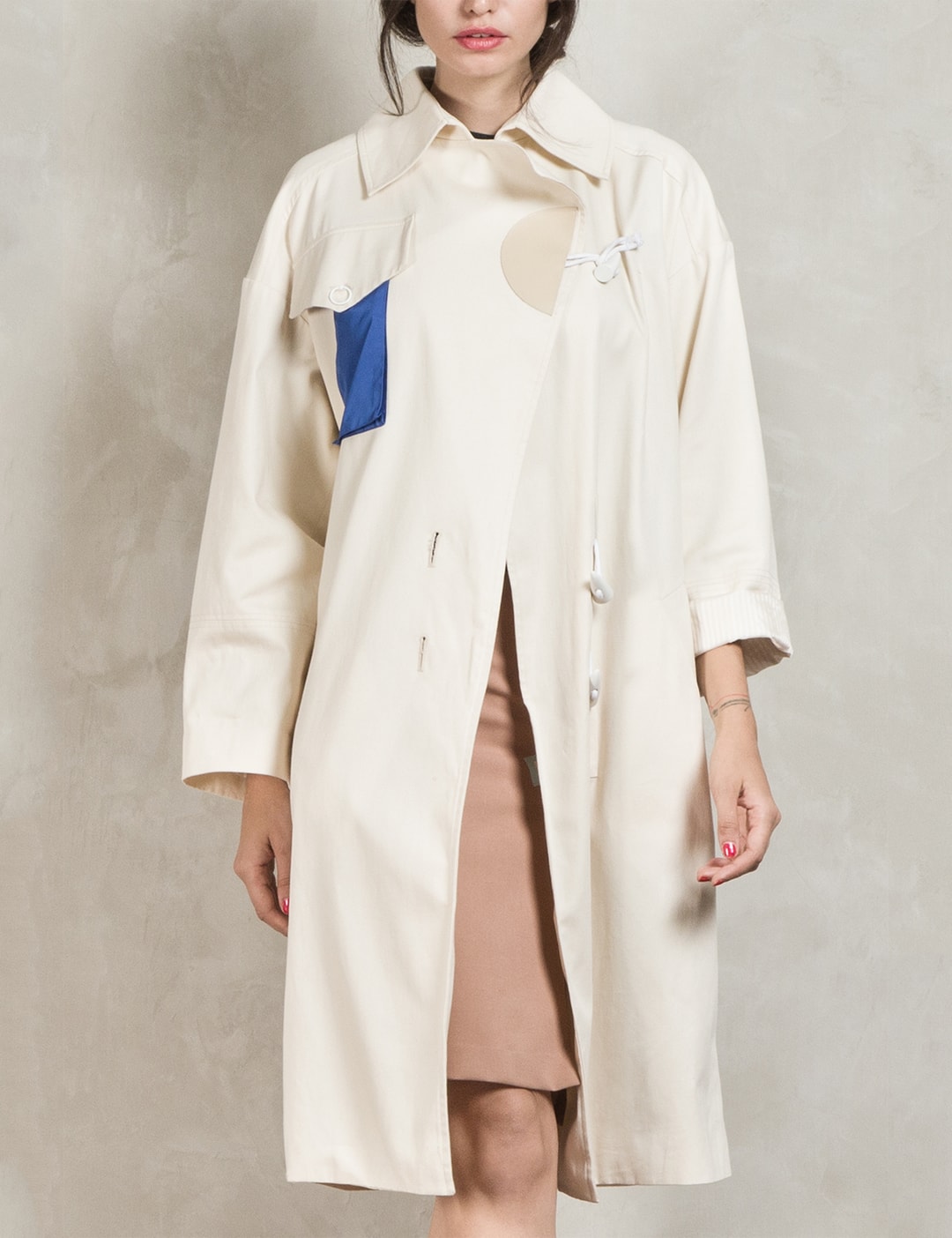 DIM. E CRES. - Beige “What’s your real life” Trench Coat | HBX ...