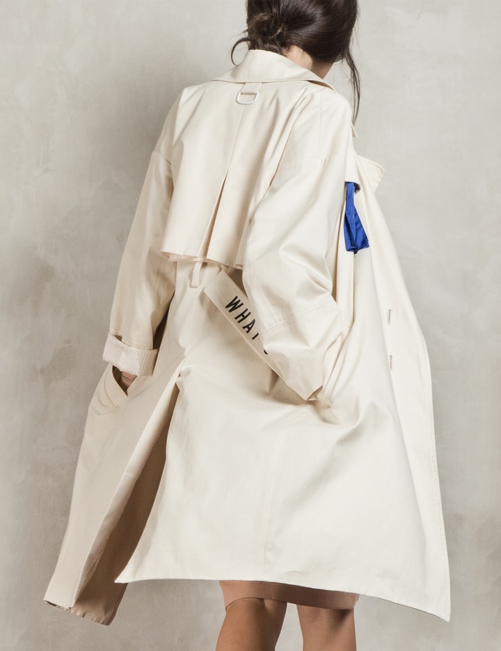 DIM. E CRES. - Beige “What’s your real life” Trench Coat | HBX ...